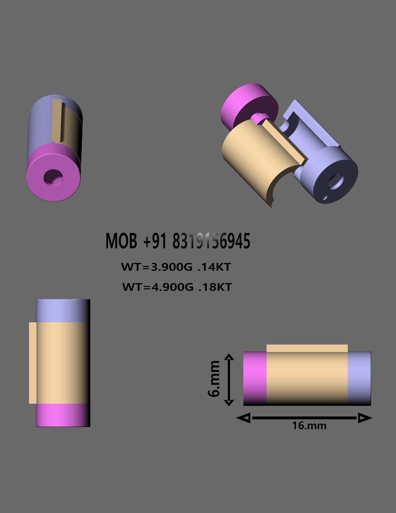 Cylinder Lock CAD Design | Two-Tone Functional Jewelry Lock Model ...